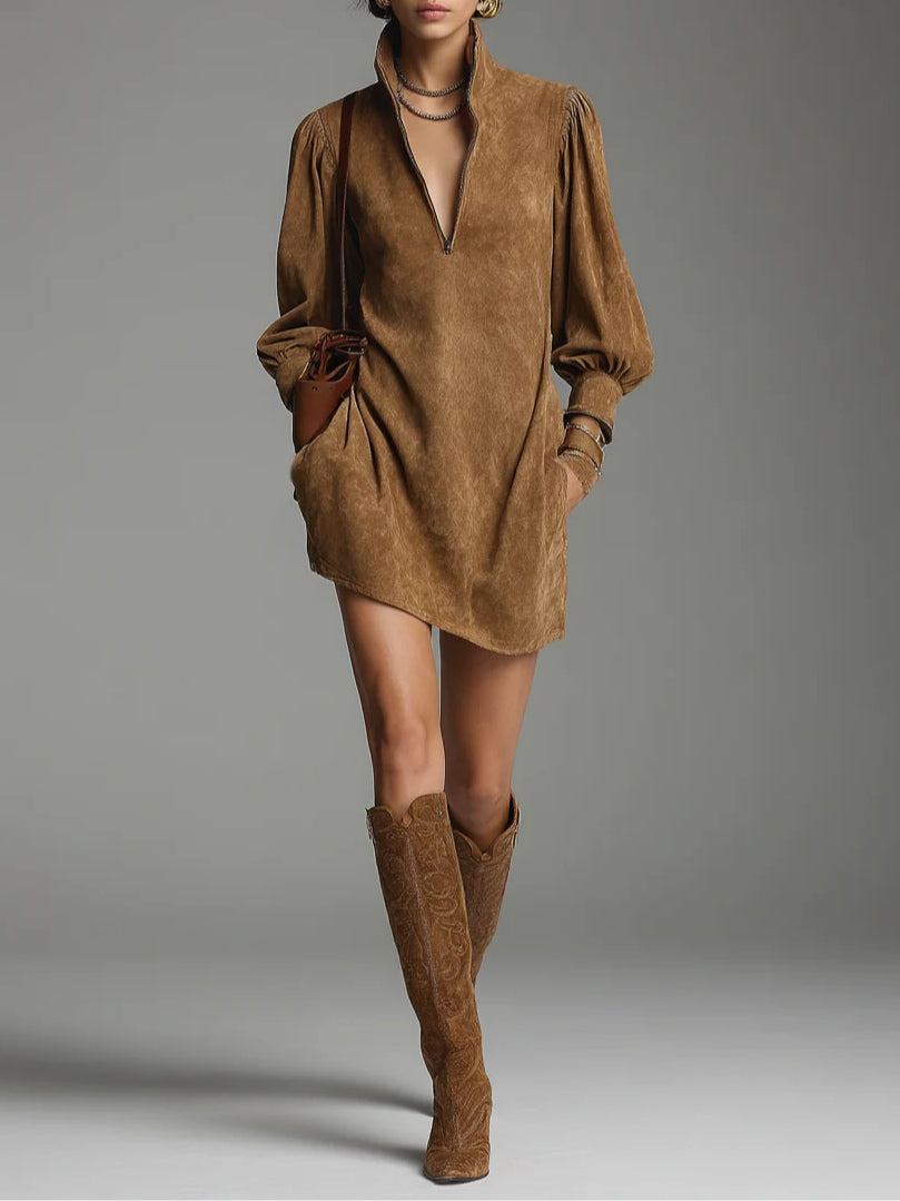 Florence | Suede Turtleneck Mini Dress – Ava Madison